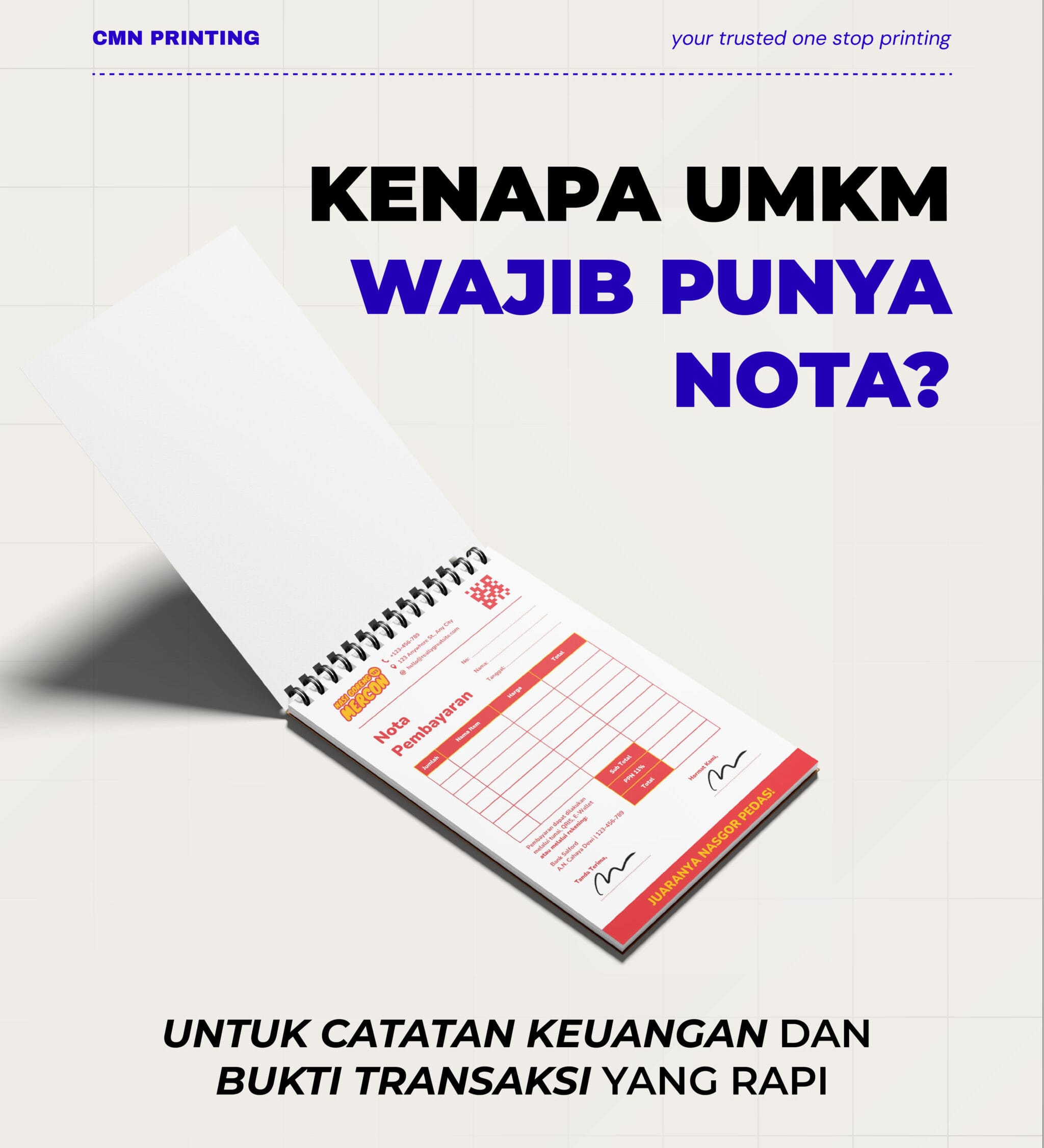 Jasa Cetak Nota Custom di Bali & Jakarta - CMN Printing